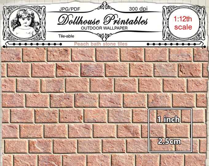 Dollhouse Miniature Printable Wallpaper Cottage STONE Tiles - Etsy