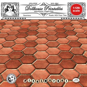 DOLLHOUSE Flooring 1/12 Printable Miniature Terracotta Floor Tile ...