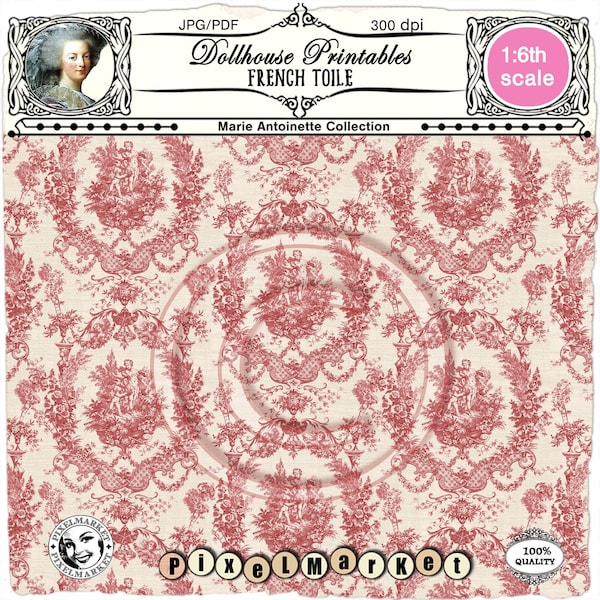 Red Toile Wallpaper - Etsy