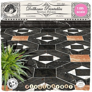 1/6 DOLLHOUSE Baroque Flooring Venetian Marble Floor Tiles Printable ...
