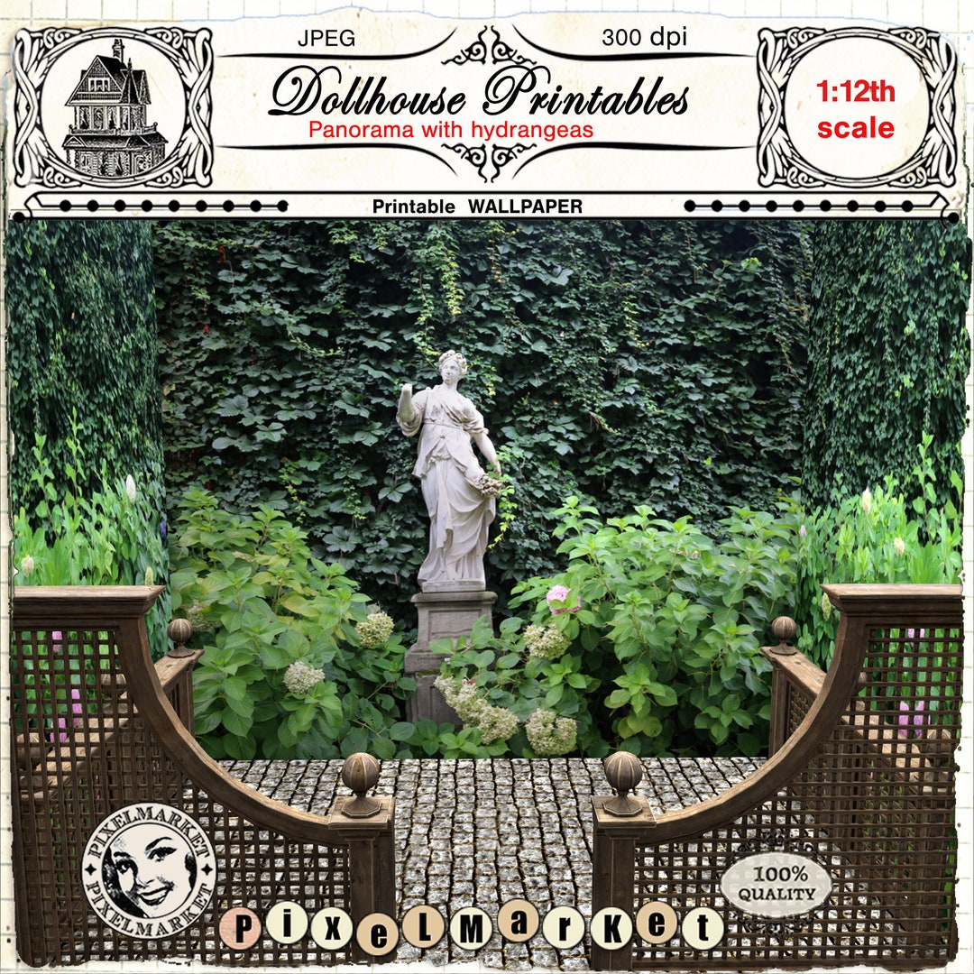 DOLLHOUSE PRINTABLE Wallpaper Miniature Panoramic Outdoor Scenery ...