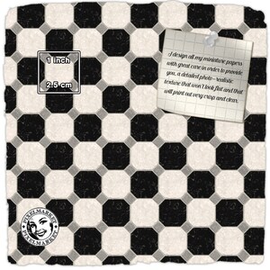 1/12 Scale Dollhouse Printable Black and off White Checkered Marble ...