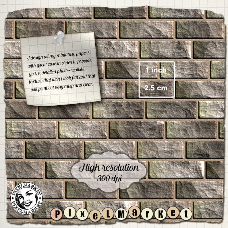 DOLLHOUSE PRINTABLE Playscale WALLPAPER Barbie Scale Old Stone | Etsy