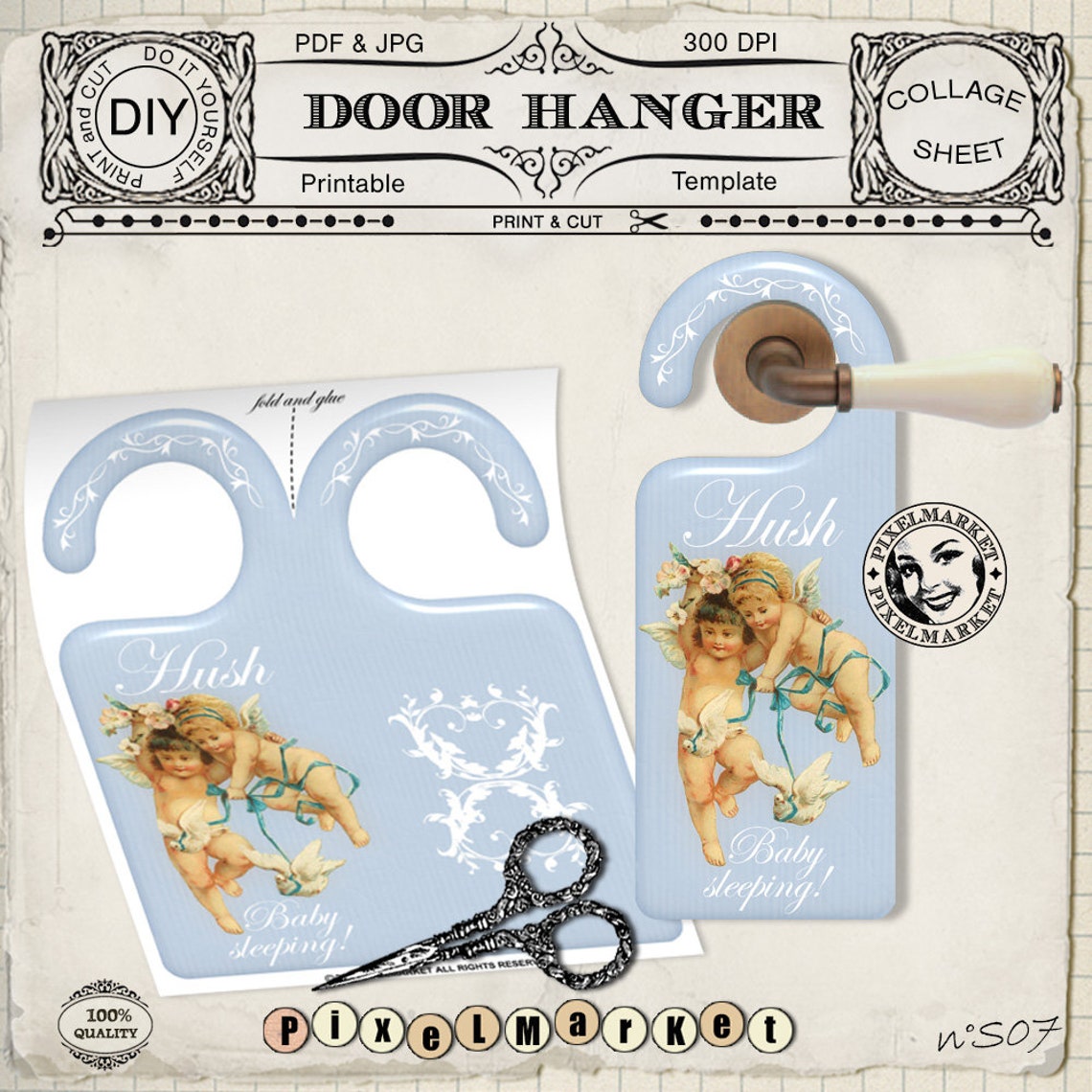 Printable DOOR HANGER Template Boy Door Sign Digital - Etsy