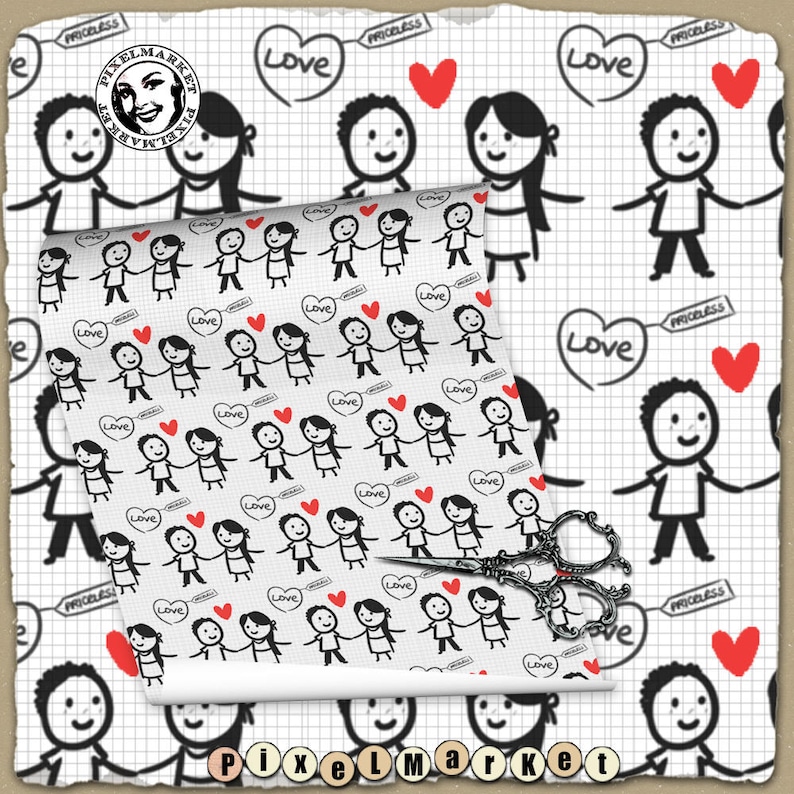 Printable Valentine WRAPPING Paper Digital Gift Wrap Love | Etsy