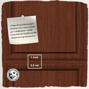 DOLLHOUSE Printable MAHOGANY PANELLING Wood Panel Miniature Wainscoting ...