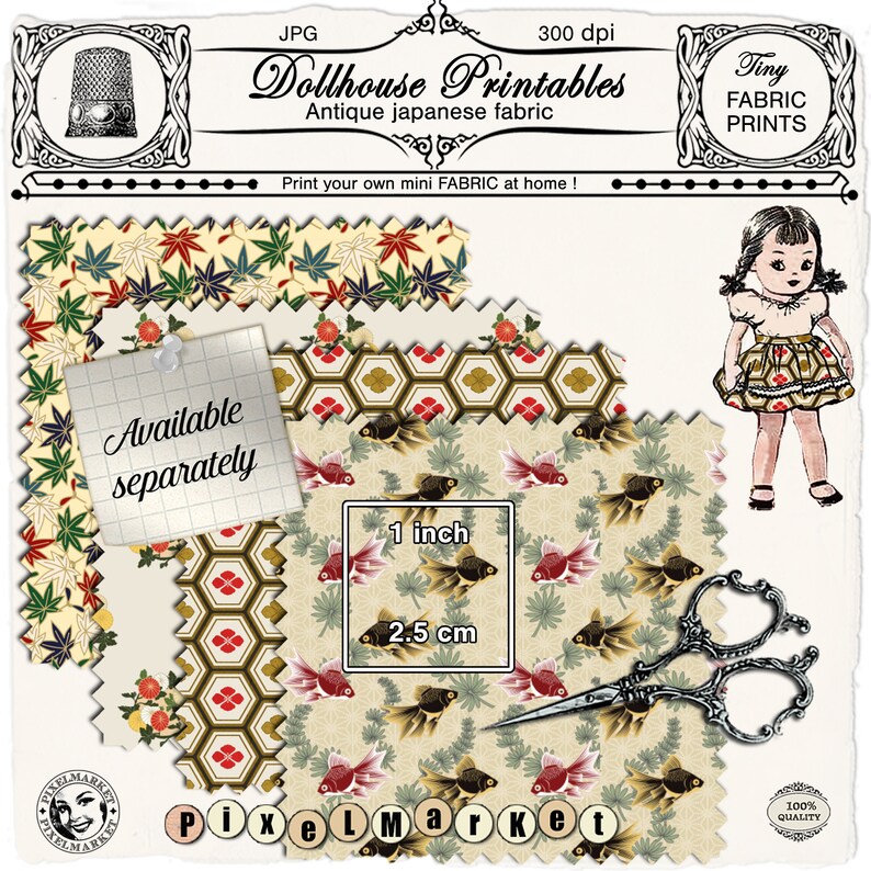 MINIATURE FABRIC Printable Sheets for Dollhouse Diorama | Etsy