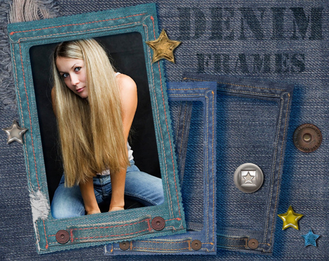 Denim PHOTO FRAME Cliparts KIT Printable Download for Photographer Web ...