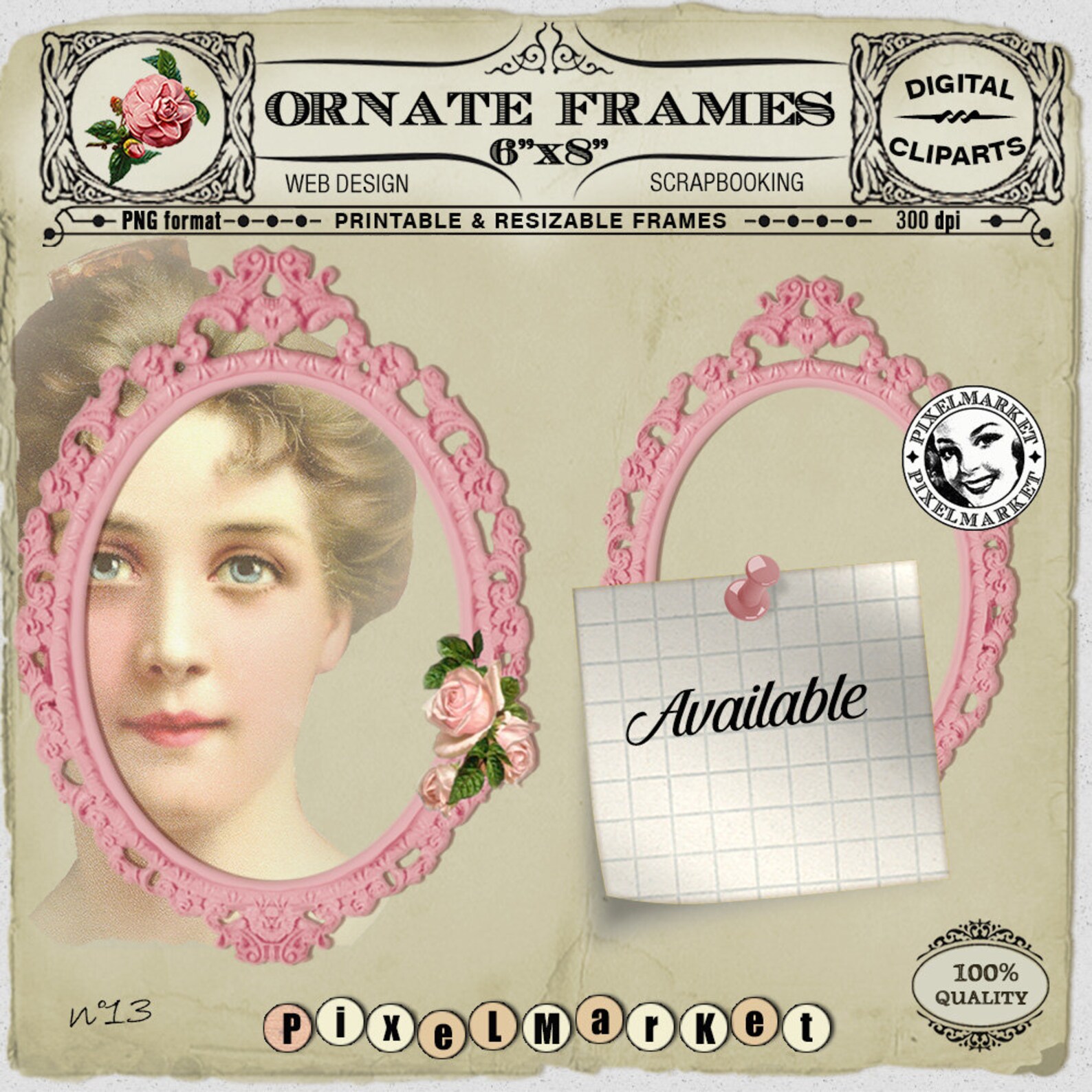 Black LACE FRAME ClipArts Printable picture frame overlays | Etsy