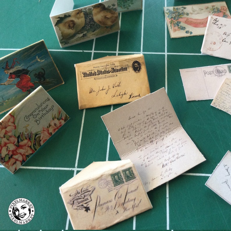 Dollhouse Vintage MAIL Printable Miniature Letters Envelopes & - Etsy ...