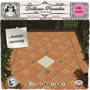 DOLLHOUSE FLOORING Printable Marble Checkered Flooring With Frieze ...