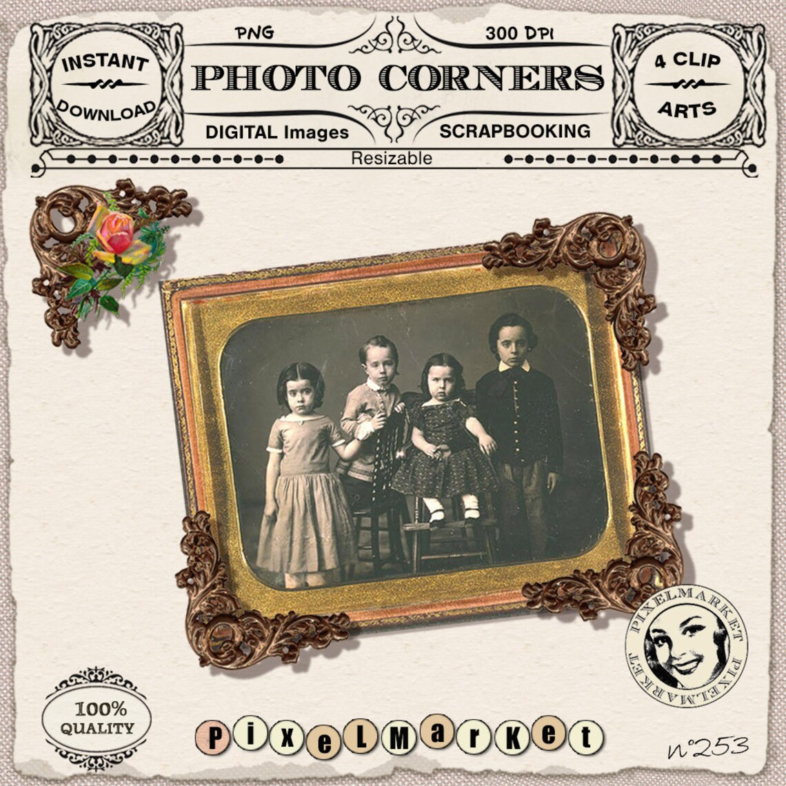 Metallic Photo CORNER OVERLAYS Bronze Picture Frame Corner | Etsy