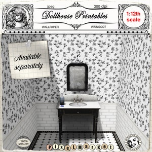 DOLLHOUSE FLOORING 1/12th Checkered Flooring and Frieze Diamond Floor ...