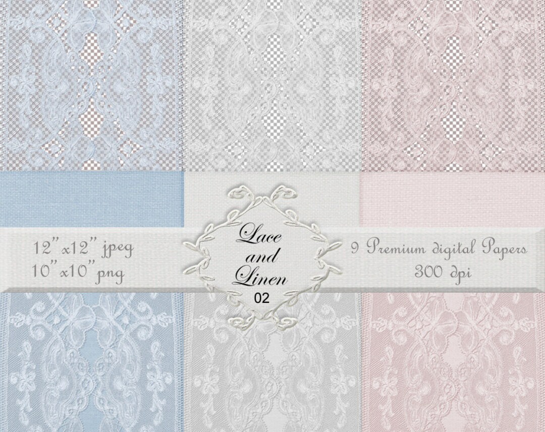 LACE OVERLAYS and LINEN Textured Background Papers for Digital ...