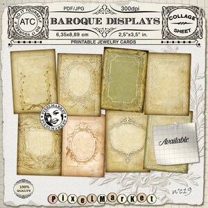 Printable DISPLAY CARDS With Fabric Backgrounds Digital Collage Sheet ...