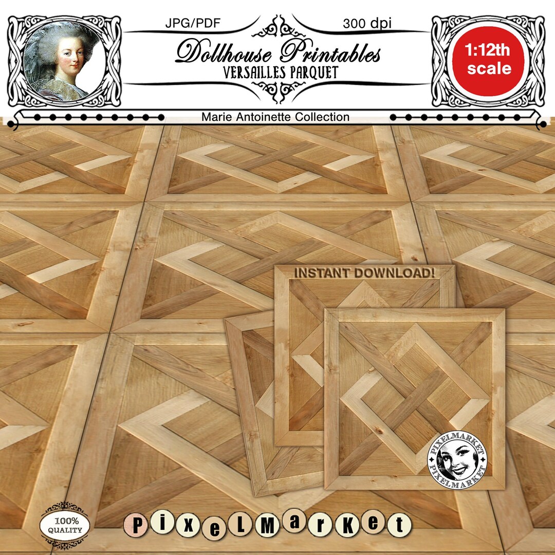 French Versailles PARQUET DOLLHOUSE FLOORING Wood Floor Tile Printable ...