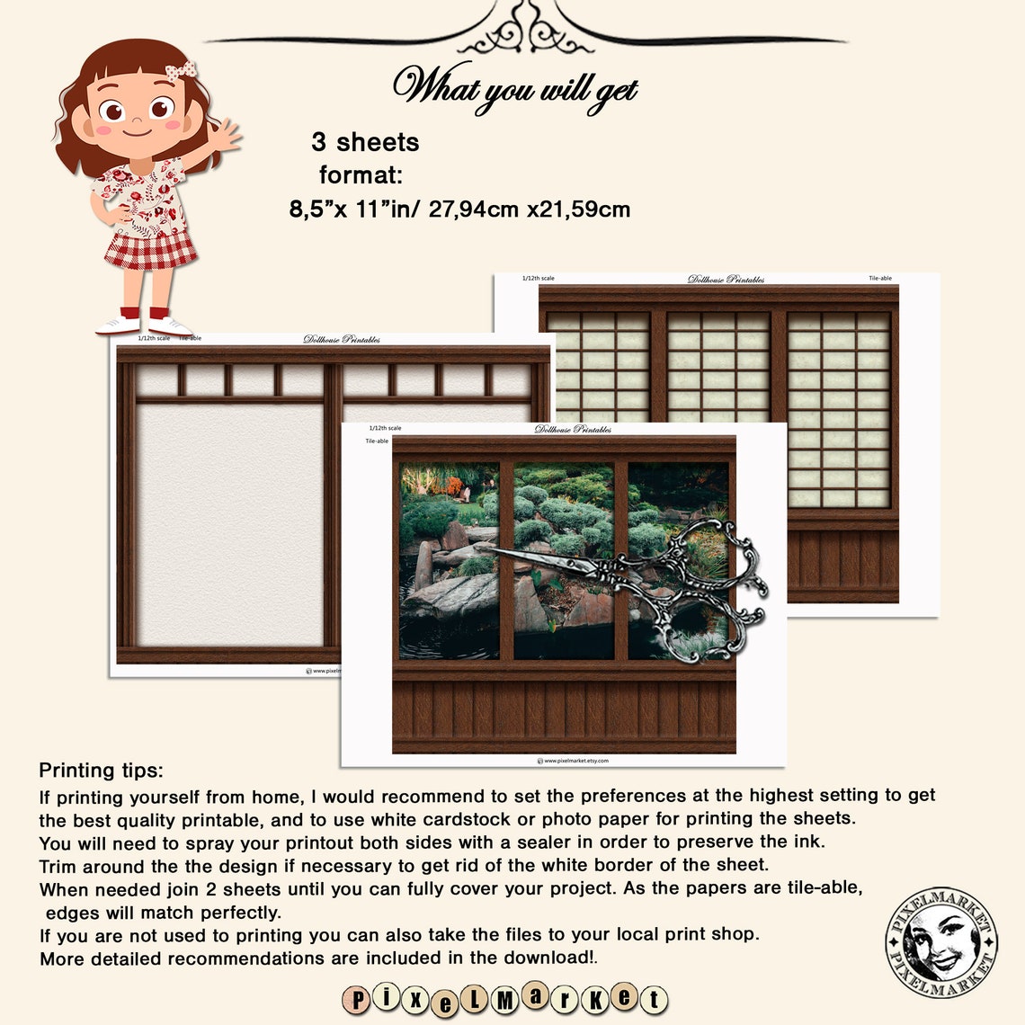 Miniature SHOJI SCREEN WALLPAPERS Printable Japanese Paper - Etsy
