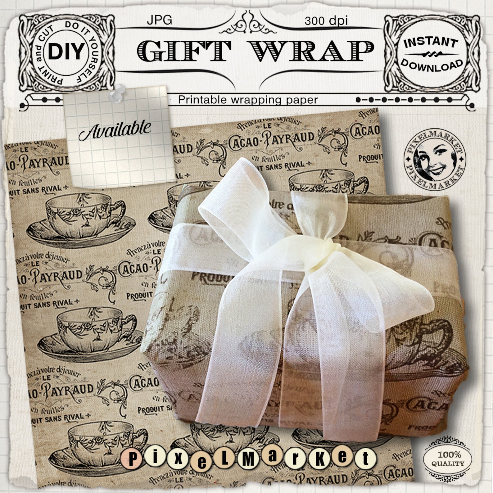 Printable Vintage WRAPPING PAPER Gift Wrap for Boy's | Etsy
