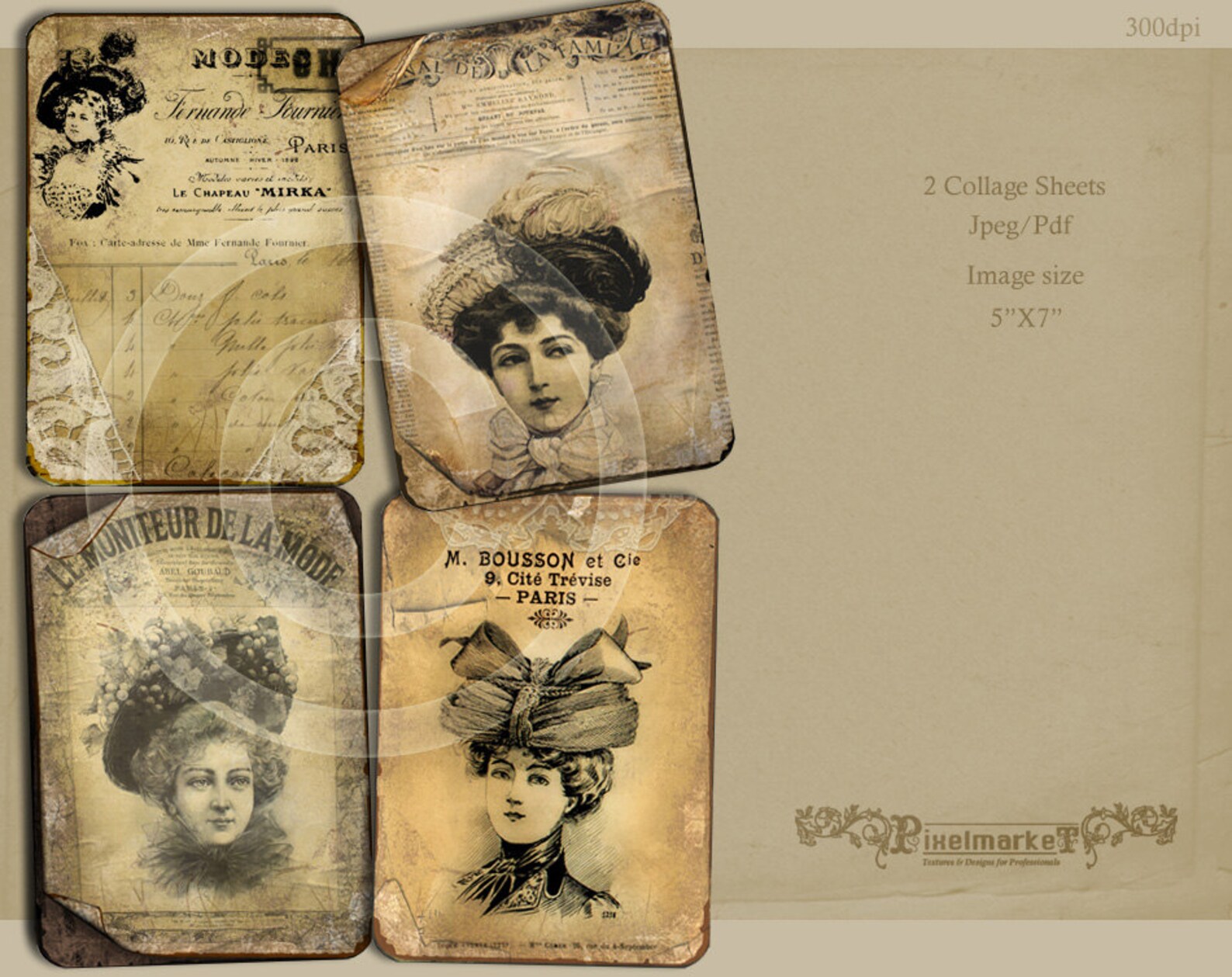 Printable 5x7 JOURNAL PAGE Scrapbooking Card Digital Download French ...