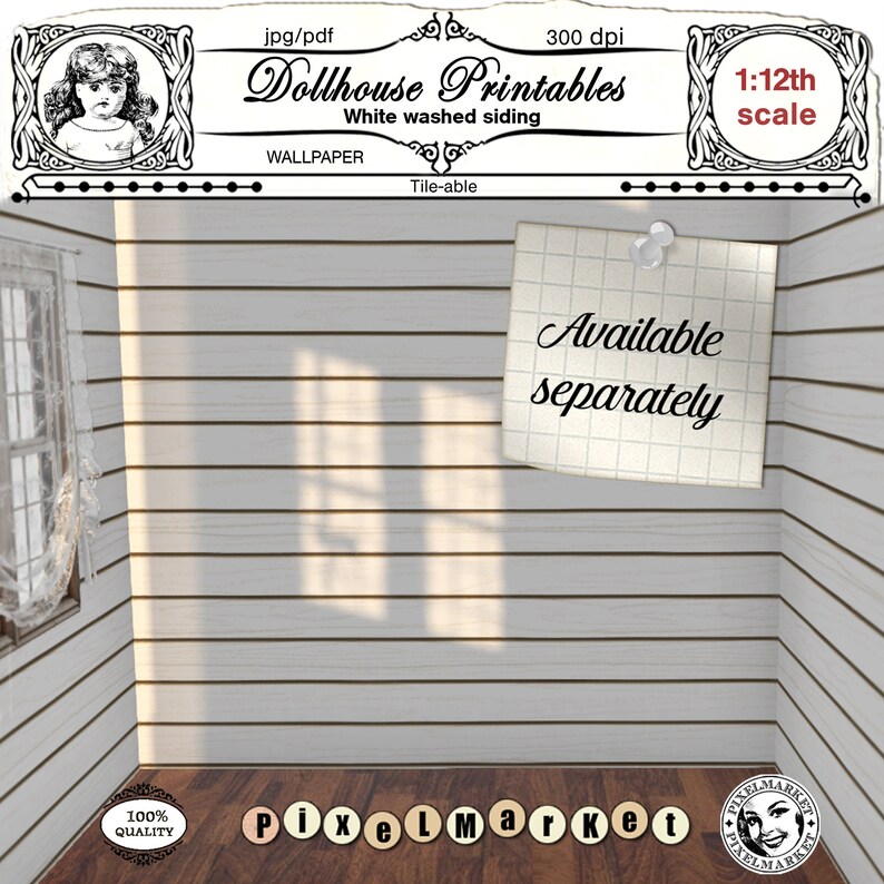 DOLLHOUSE Printable SHIPLAP Wallpaper Cabin SIDING Rustic Wood Logs ...