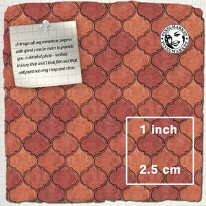 DOLLHOUSE Flooring 1/12 Miniature Hexagon Tile Printable Terracotta ...