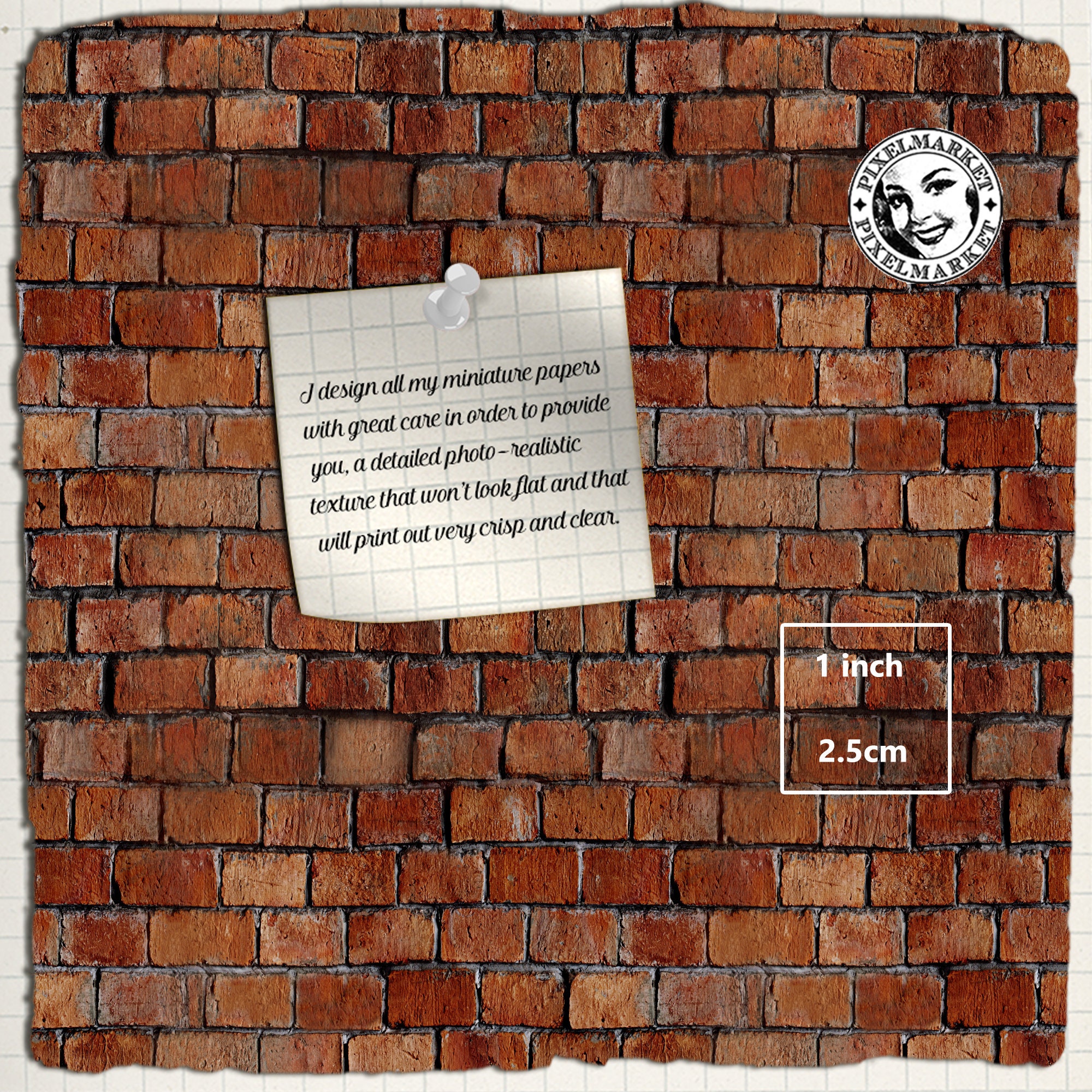 Dollhouse Miniature Printable Wallpaper OUTDOOR BRICK Tiles | Etsy