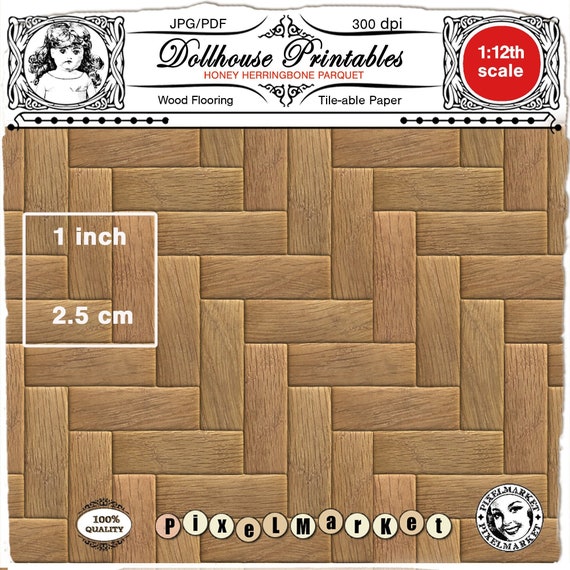 DOLLHOUSE Printable Flooring Miniature Chevron PARQUET - Etsy