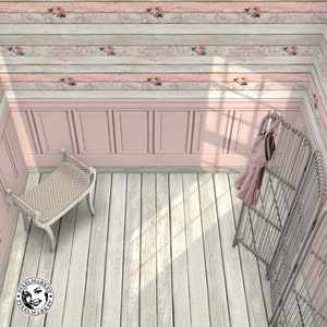 Playscale Miniature FLOORING Printable Rustic Wooden Floor Planks White ...