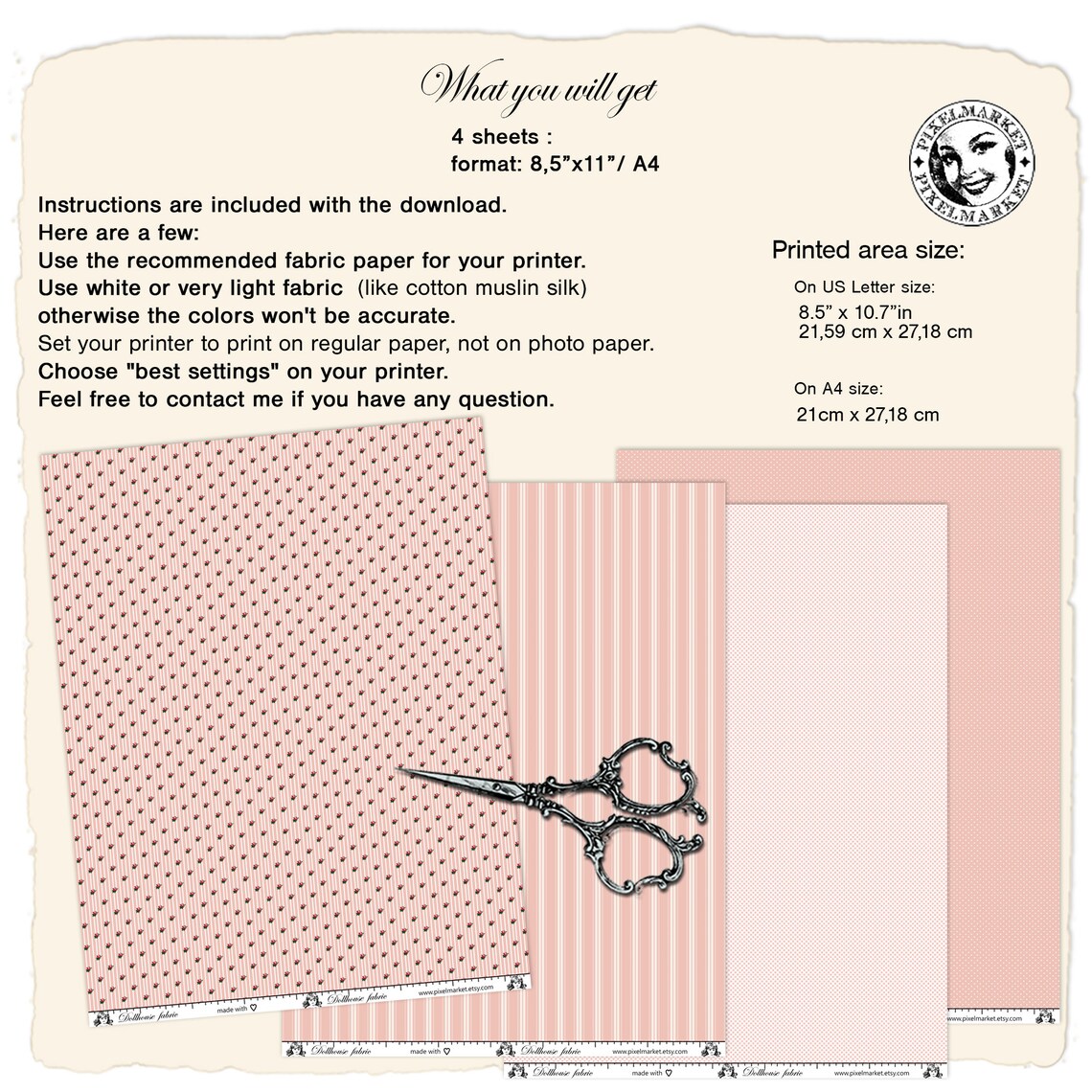 DOLLHOUSE PRINTABLE Miniature Fabric Prints for 1/12 or 1/6 | Etsy