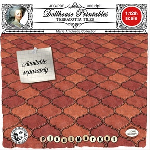 DOLLHOUSE Flooring 1/12 Printable Miniature Terracotta Floor Tile ...