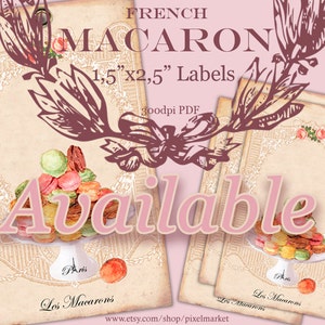 Editable Labels French MACARON, Printable Gift Tag Autofill PDF Instant ...