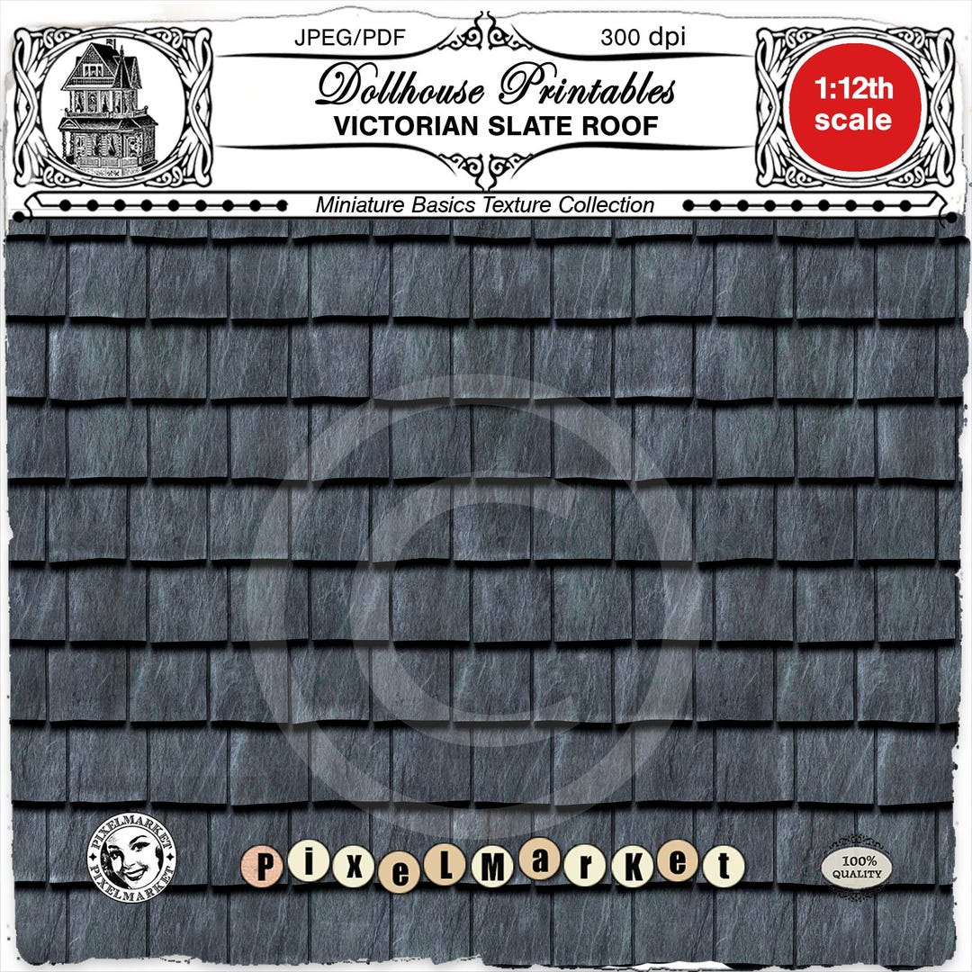 VICTORIAN SLATE ROOF Tiles Printable Gray Slate Roofing Tiles Instant ...