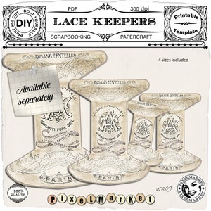 Printable SEWING BOX TEMPLATE Vintage Storage Box W/ Ribbon Holders ...