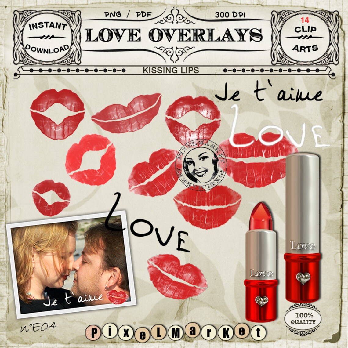 LIPS CLIPARTS Kissing Lips OVERLAYS Printable Collage Sheet - Etsy