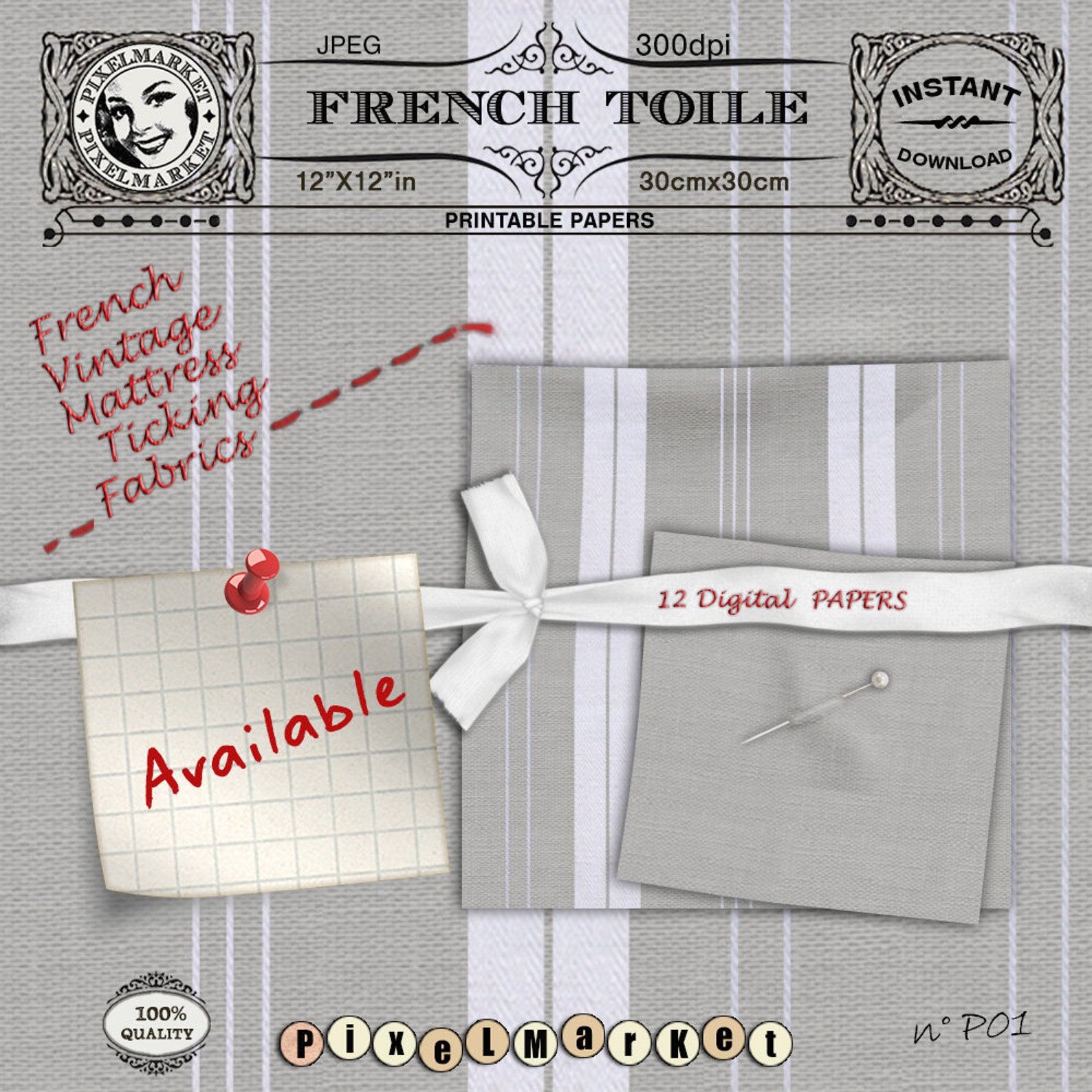 PRINTABLE CARDS French Toile Digital Collage Sheet Download Atc Aceo ...