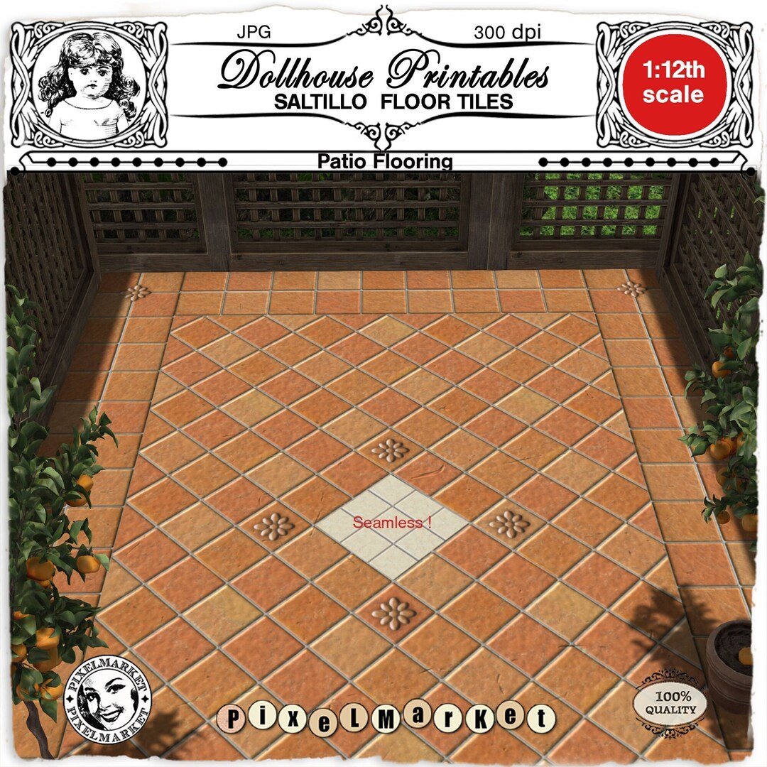 DOLLHOUSE 1/12 Flooring Terracotta Spanish Floor Tiles Mexican Saltillo ...