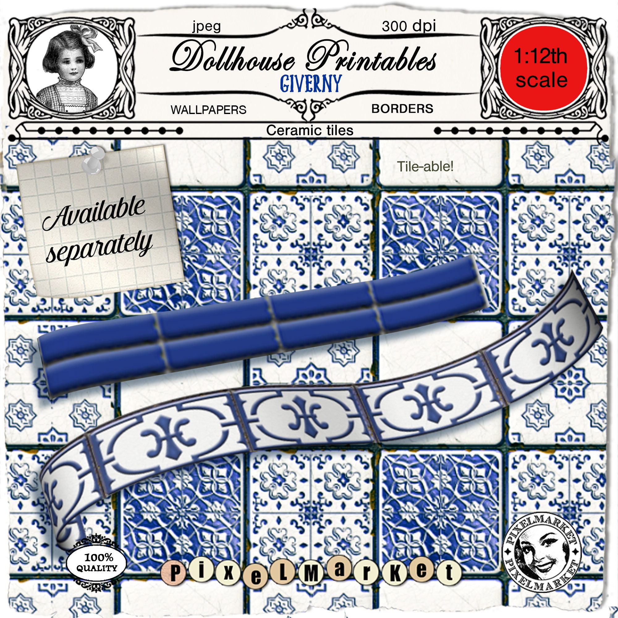 1/12 Victorian Dollhouse Flooring Tiles Printable Elegant Light Beige ...