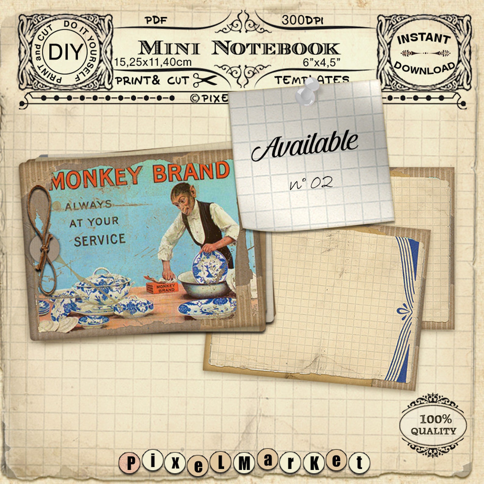 Printable NOTEBOOK COVERS Digital Template Notepad Cover DIY | Etsy