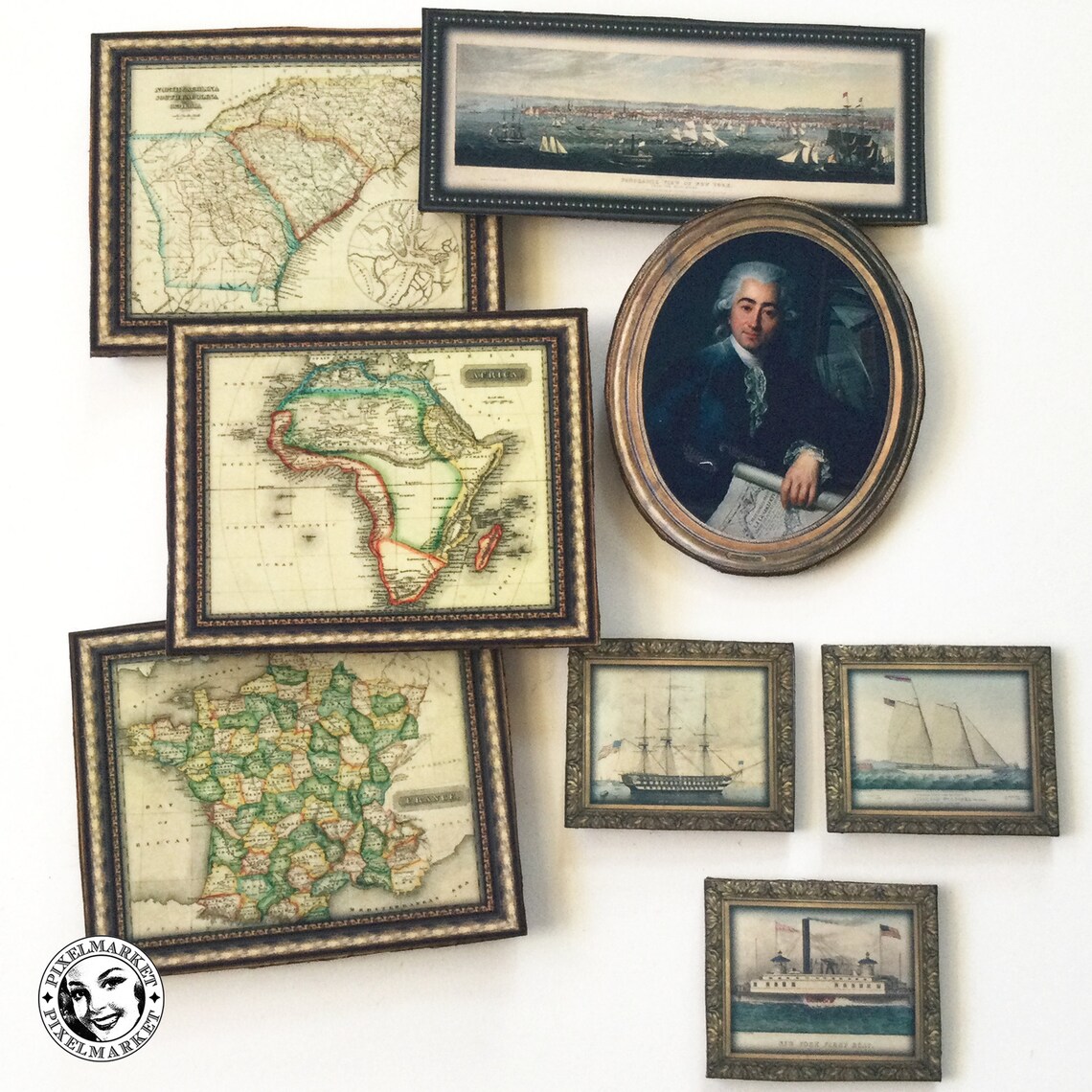 DOLLHOUSE Miniature Antique Maps & Marine Paintings Printable - Etsy