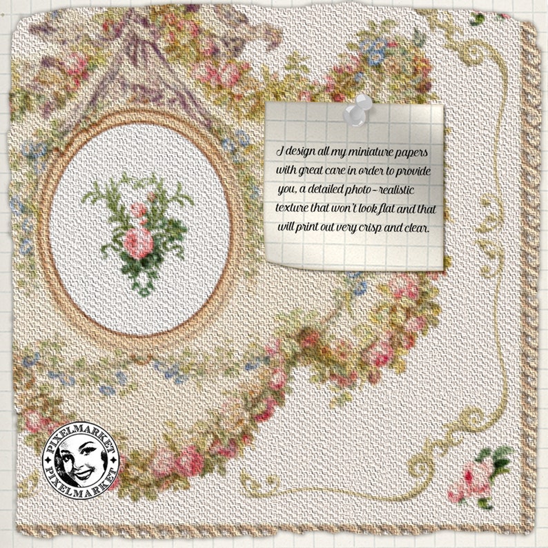 Miniature Aubusson RUG Printable Dollhouse Carpet Digital | Etsy