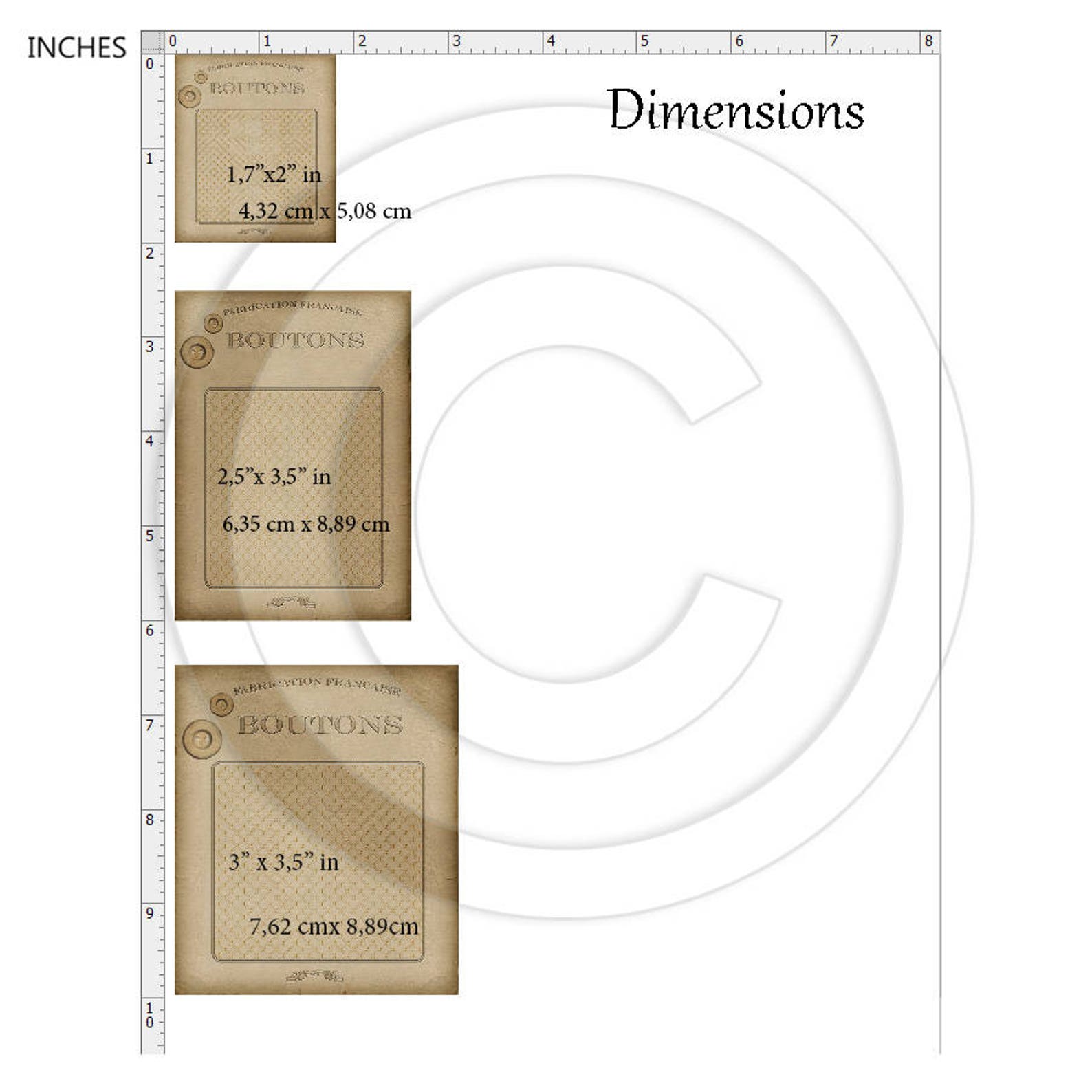 BUTTON CARD Clipart French Vintage Button Card Printable PDF Template ...