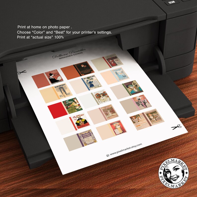 Arts & Crafts Miniature MAGAZINE COVERS TEMPLATE Printable - Etsy