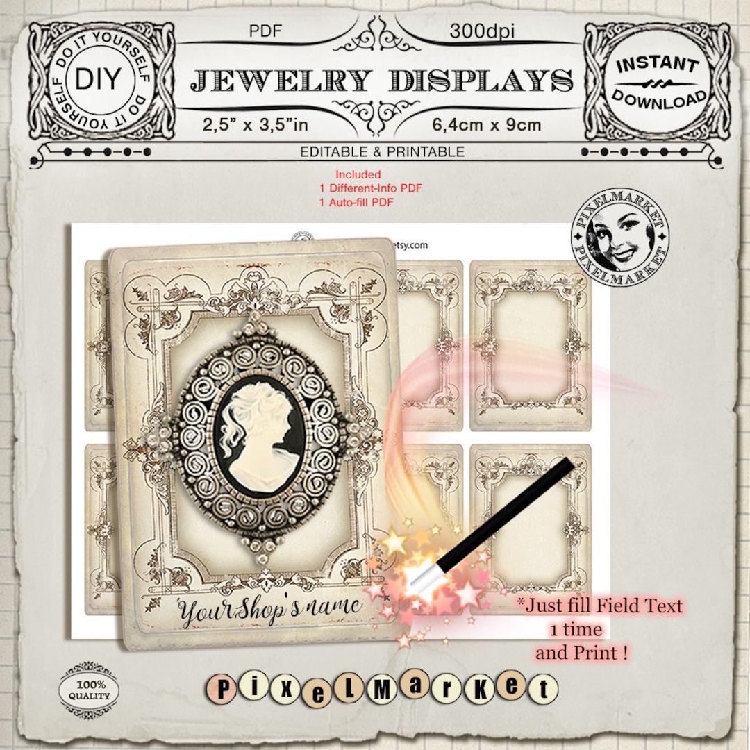 JEWELRY CARDS Printable & Editabletemplates Earring Display Card ...