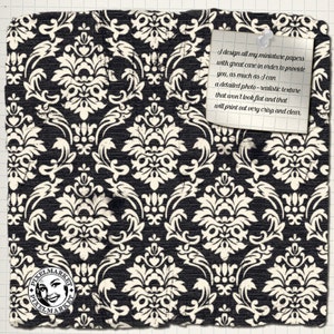 DOLLHOUSE Printable Damask WALLPAPER W/ Wood PANELLING Digital Sheet ...