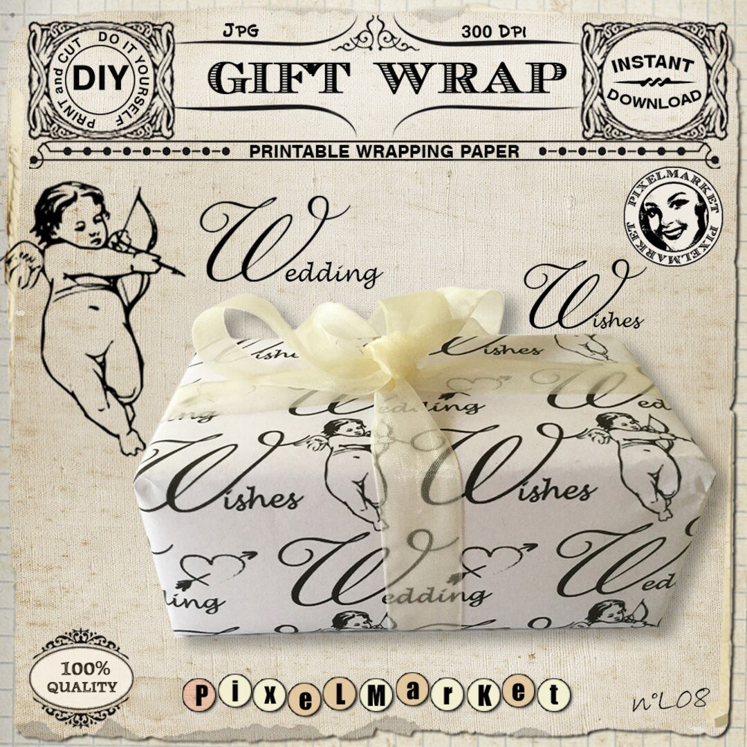 WEDDING WRAPPING Paper Printable Wedding GIFT Wrap Large File Digital ...