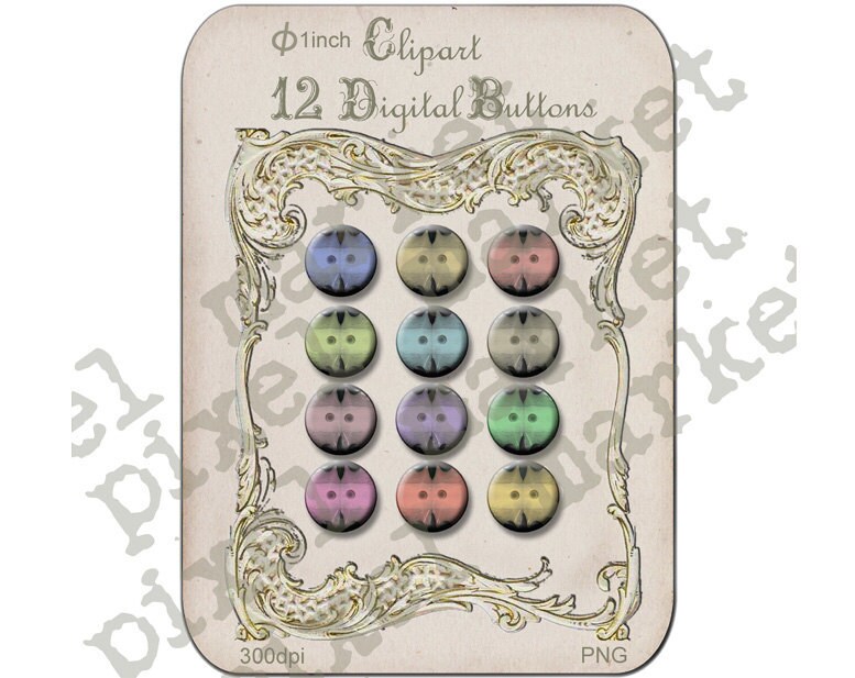 DIGITAL BUTTONS CLIPARTS 1 Inch Circle Buttons Transparent Png - Etsy