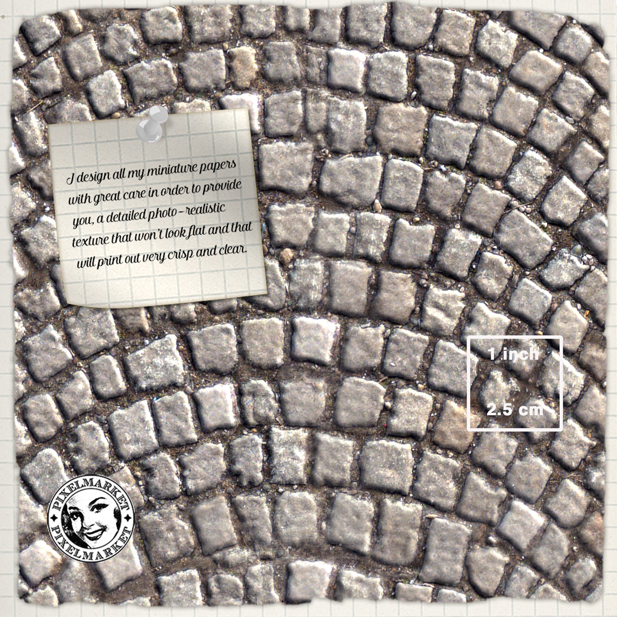 Curved COBBLESTONE Floor Tiles Printable Miniature Flooring Parisian ...