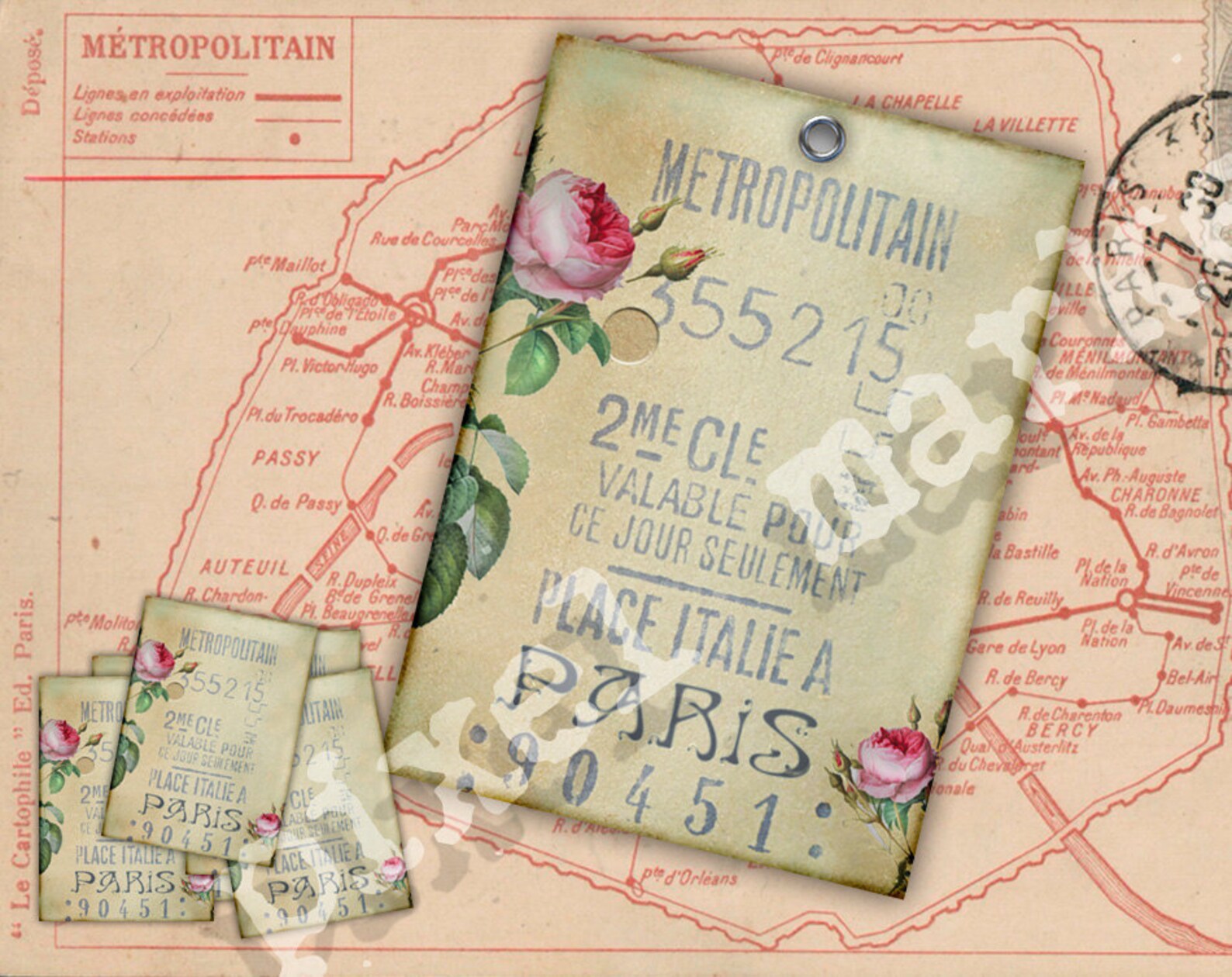 French Vintage TICKETS TAGS Jewelry Display Cards Paris Metro - Etsy