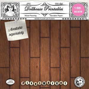 DOLLHOUSE Printable Wood Floor Reclaimed Wooden Flooring 1/6th ...
