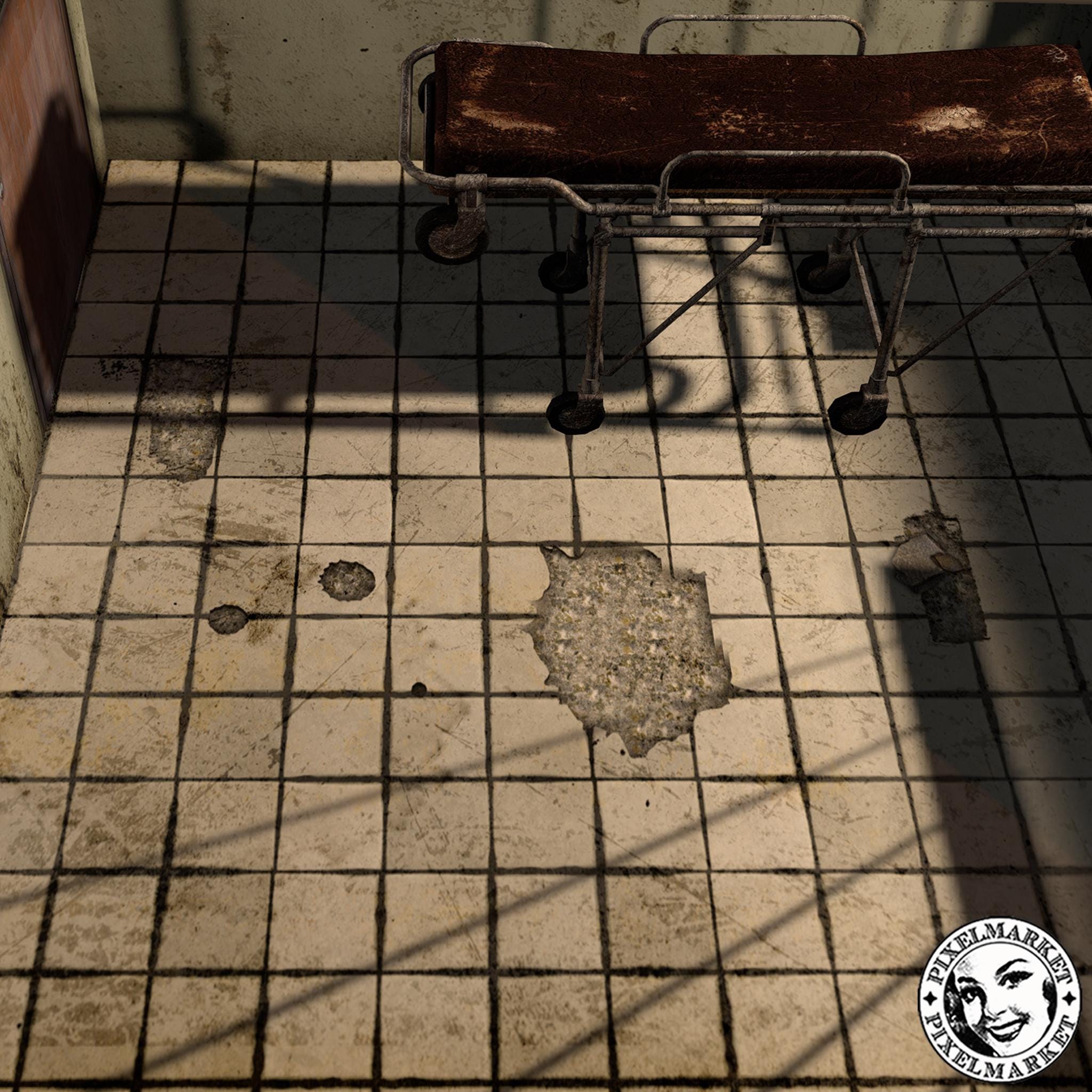 1/12 ASYLUM DIORAMA FLOORING Printable Distressed & Worn Miniature ...
